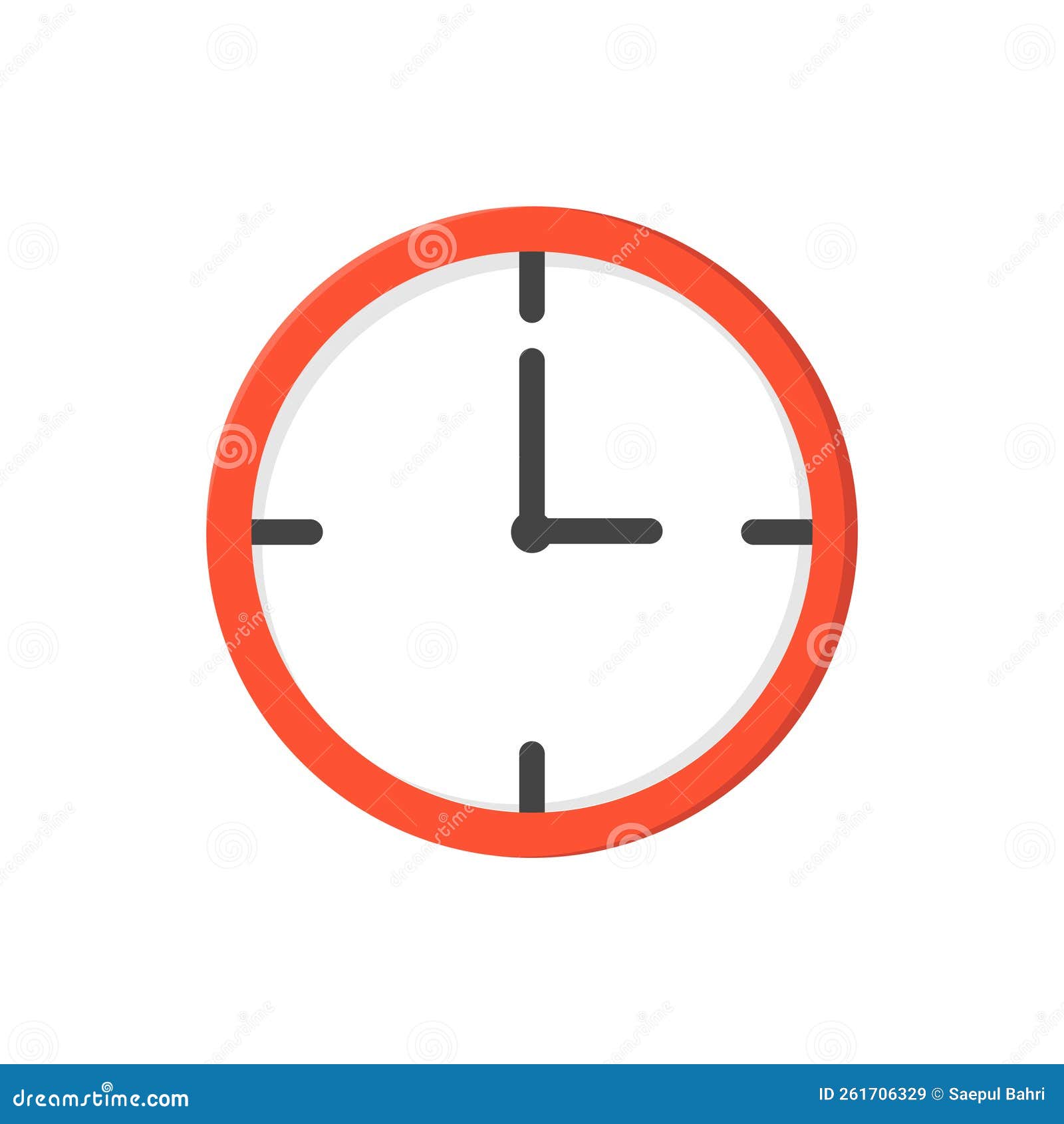 Clock or Time Vector. Orange Clock Illustration in Flat Style Stock ...