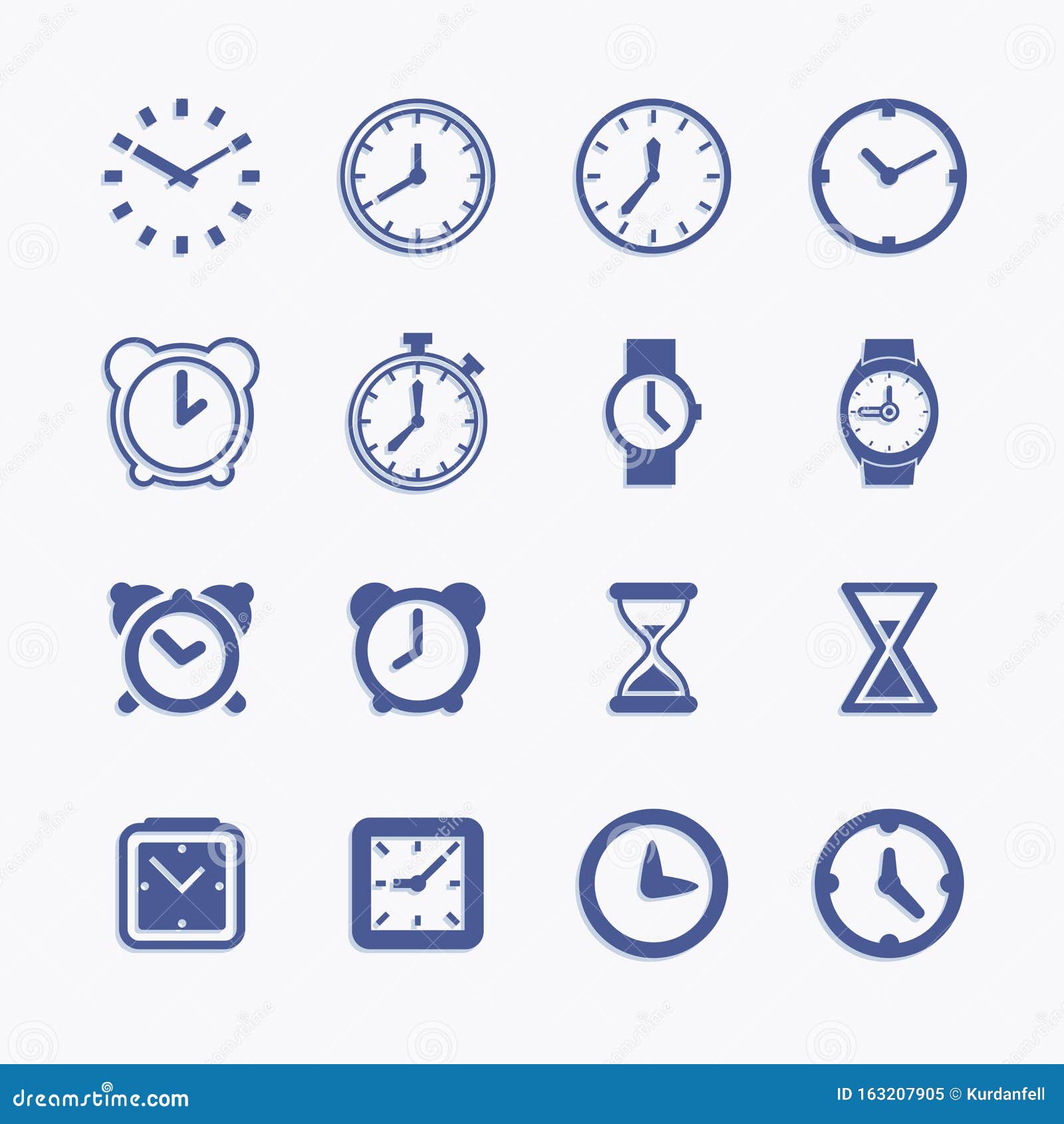 Clock and Time Vector Pictogram Icons. Watch and Timer Design Elements ...