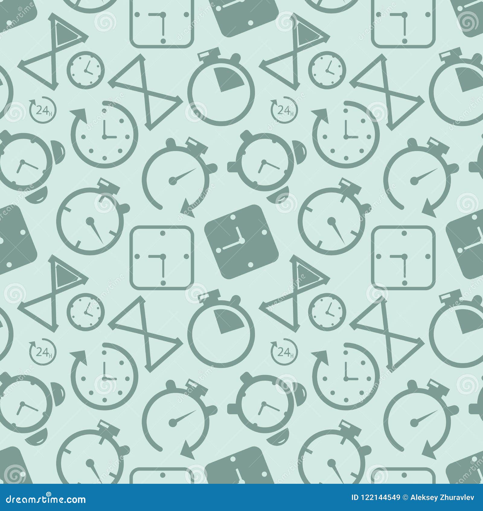 Clock Timer Icon Seamless Pattern Background. Business Concept Vector ...