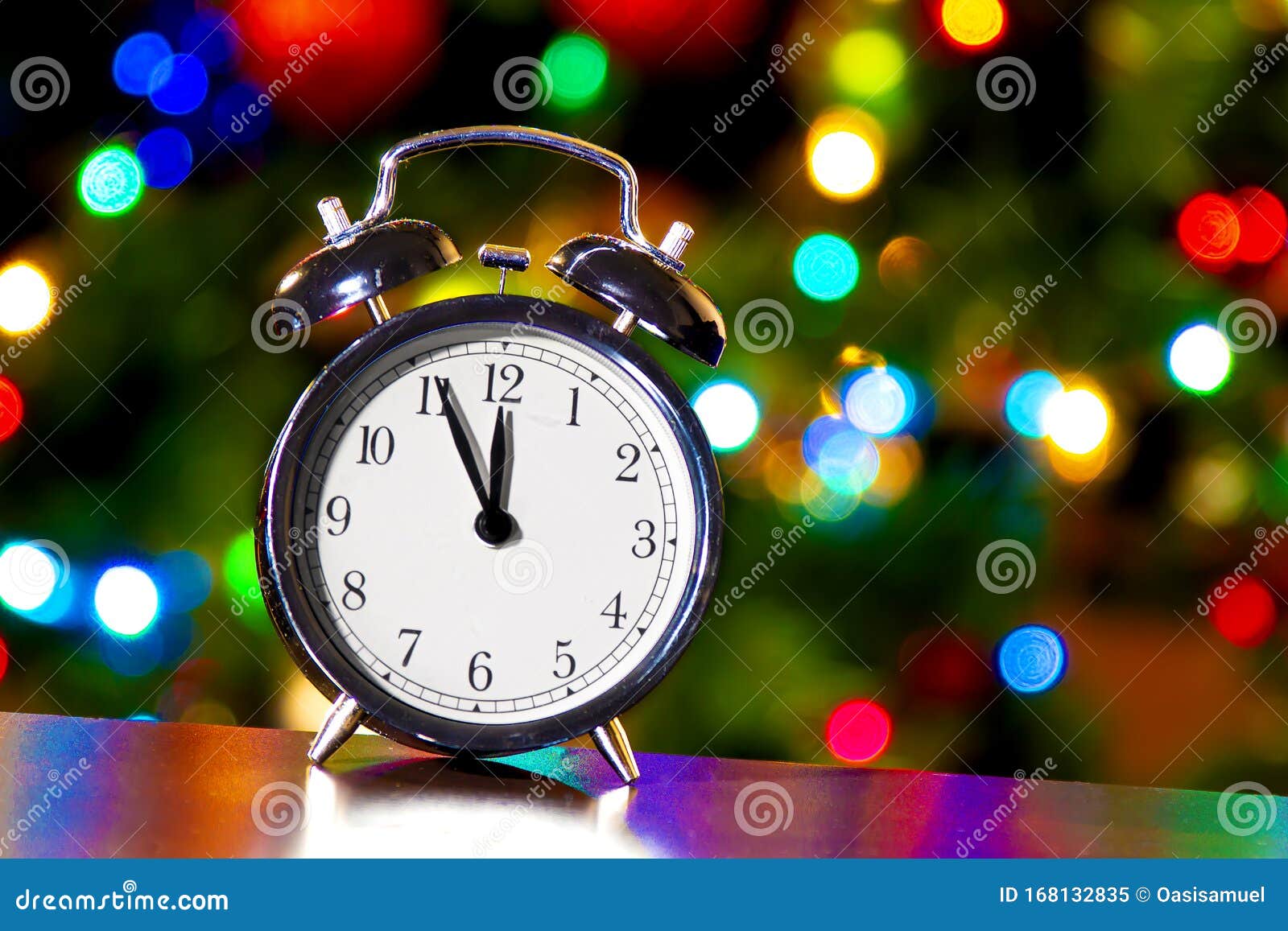 Clock about To Be 12pm with Some Colourful Light on the Background ...