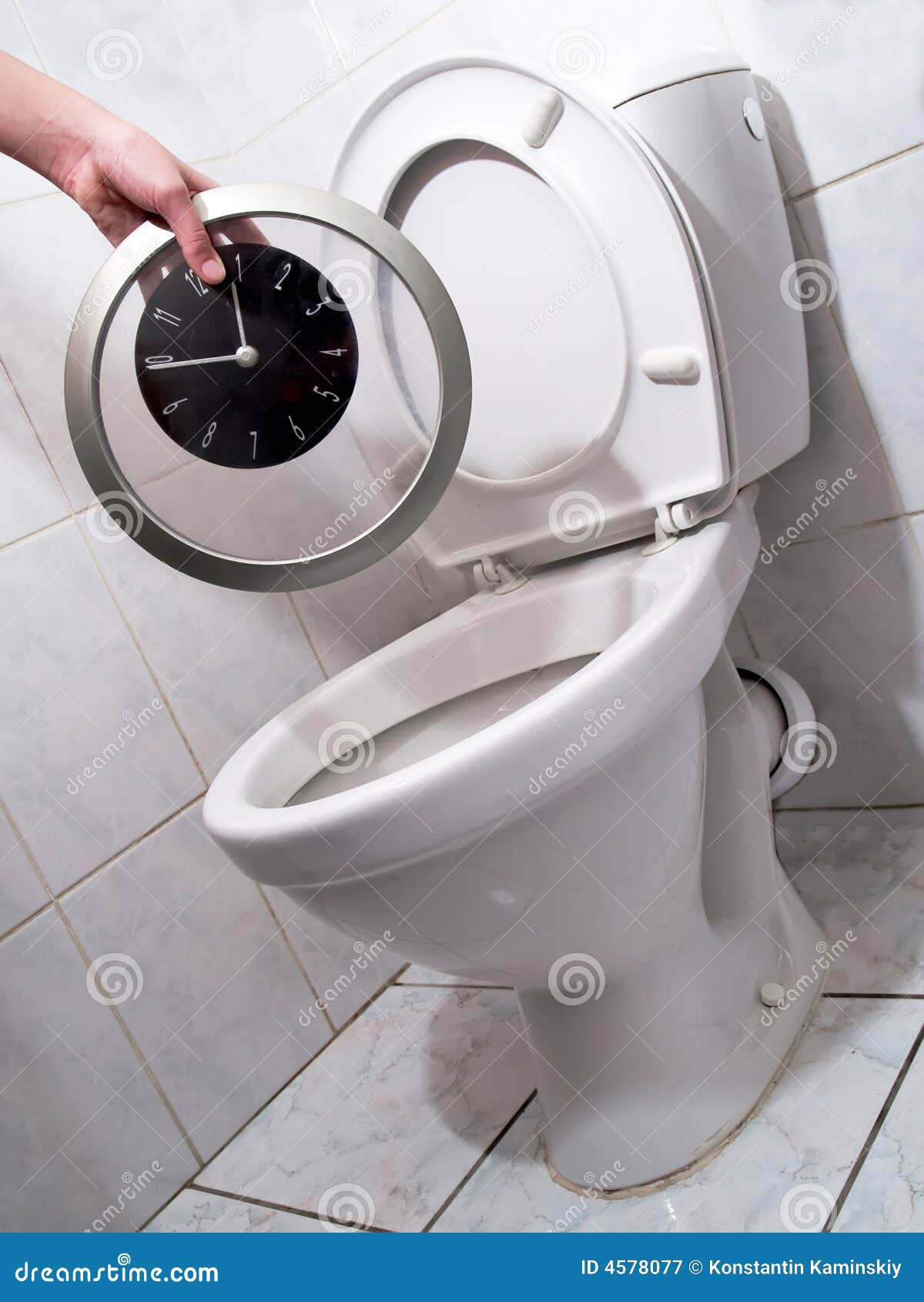 Clock in toilet stock image. Image of toilet, constipation - 4578077