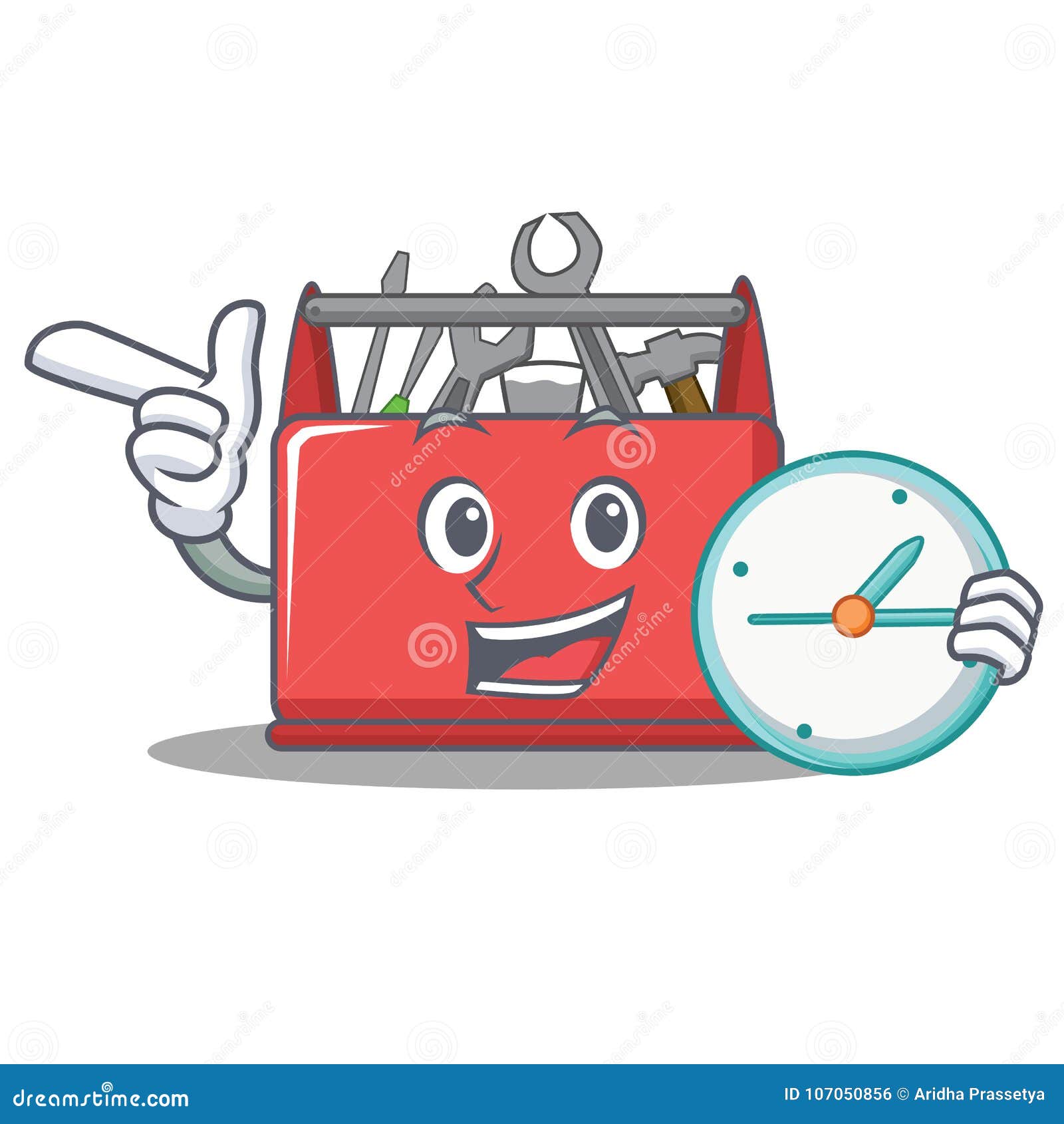 With Clock Tool Box Character Cartoon Stock Vector - Illustration of ...