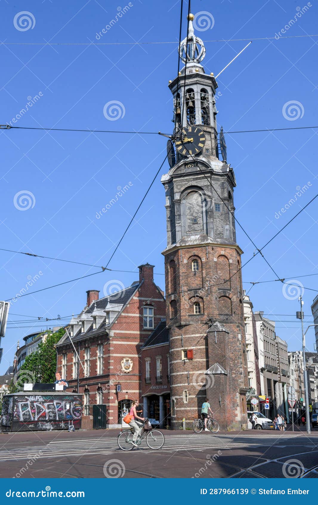 Clock Tower at Amsterdam on Holland Editorial Stock Image - Image of ...