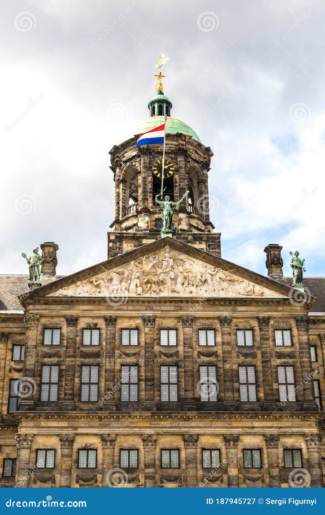 Clock tower in Amsterdam stock image. Image of famous - 187945727