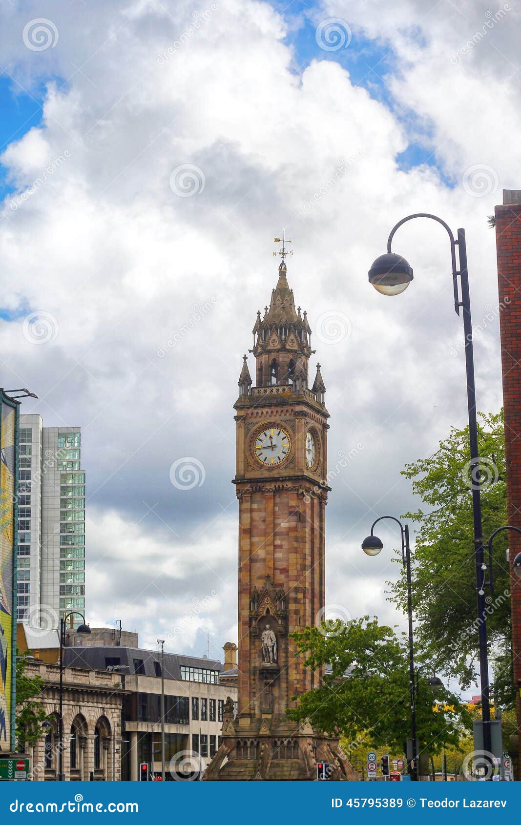 Clock tower in Belfast stock image. Image of blue, tower - 45795389