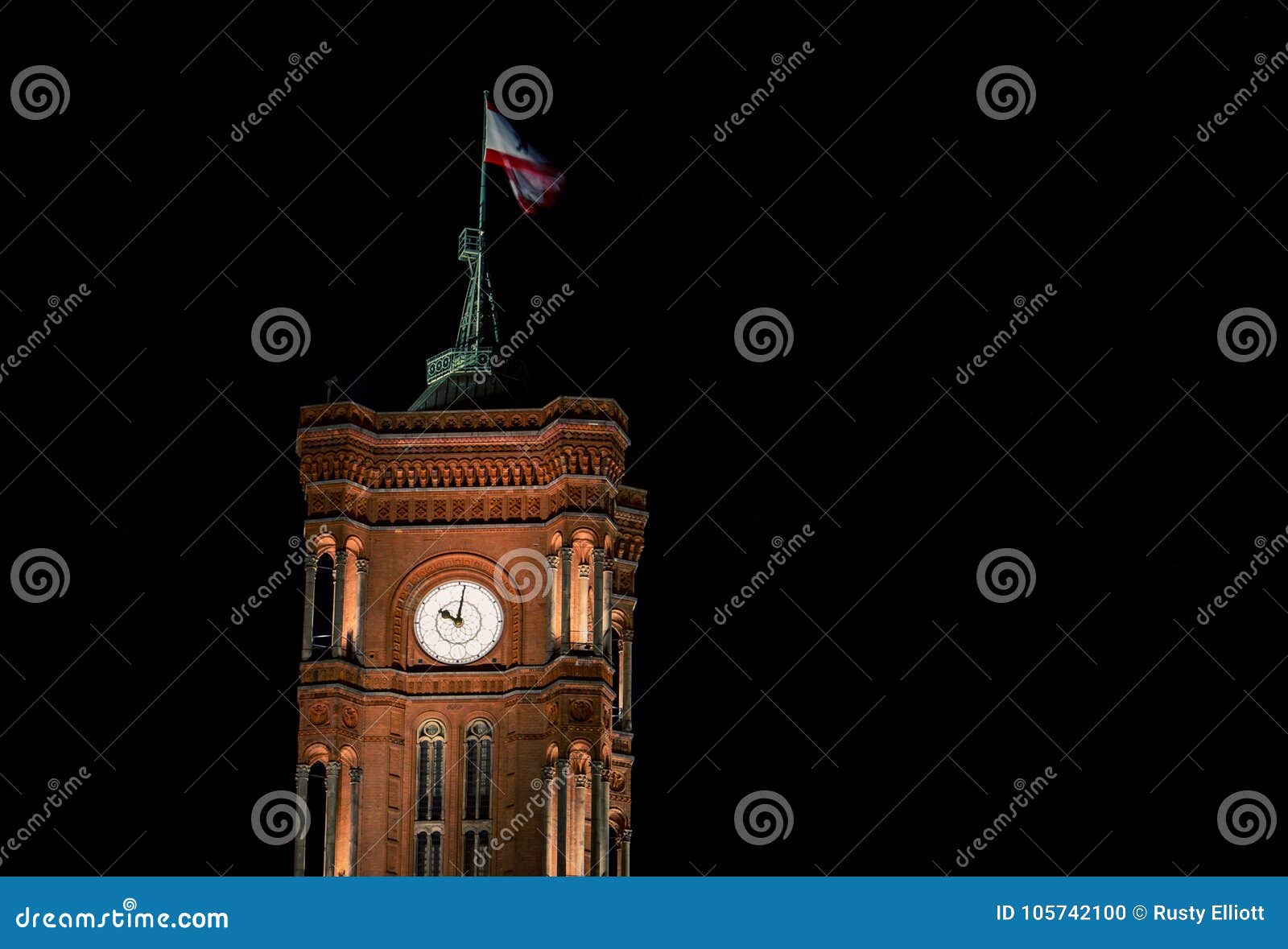 Clock Tower Berlin at Night Stock Photo - Image of city, germany: 105742100