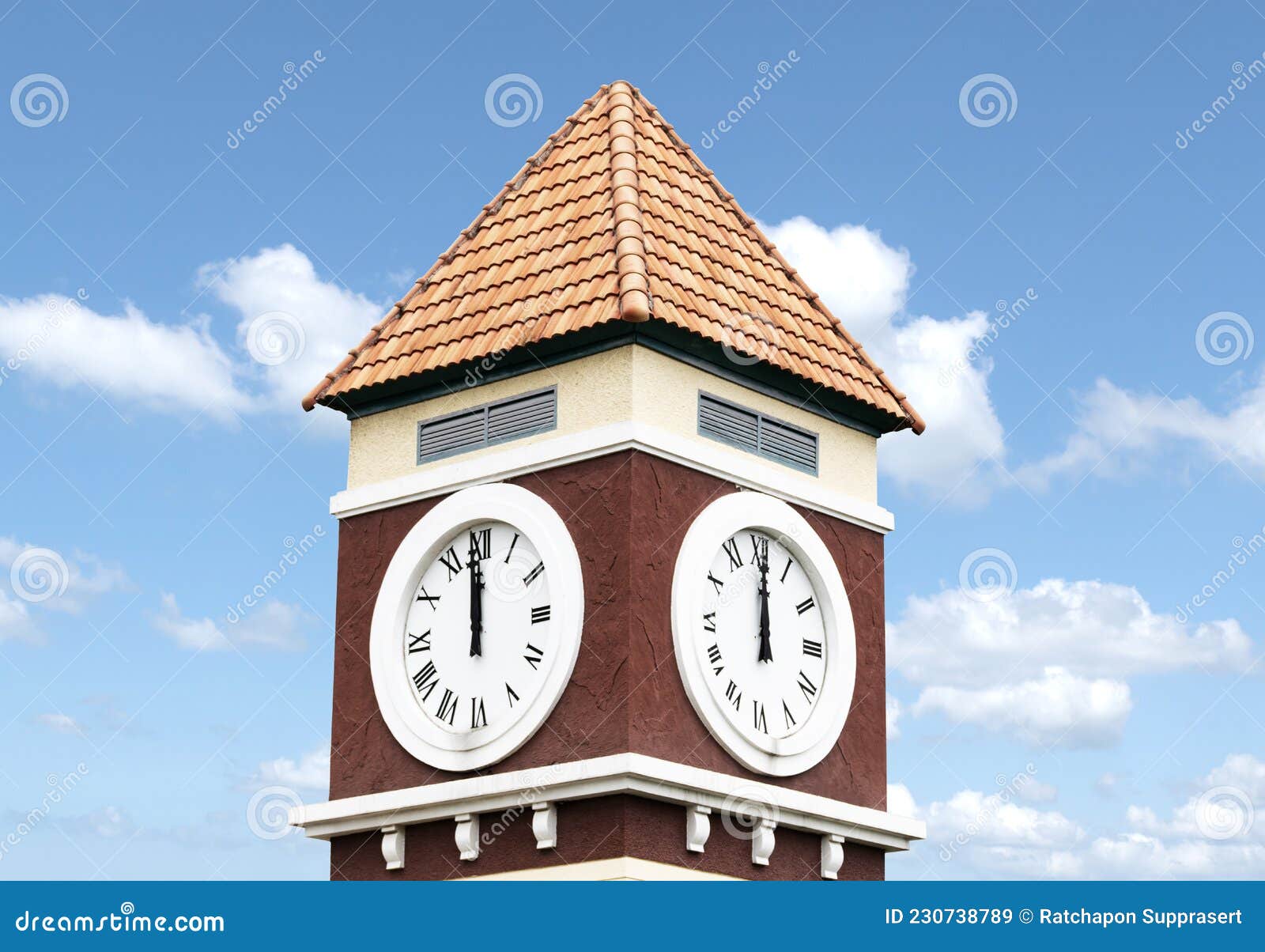 Clock Tower with Blue Sky Background Stock Image - Image of classical ...