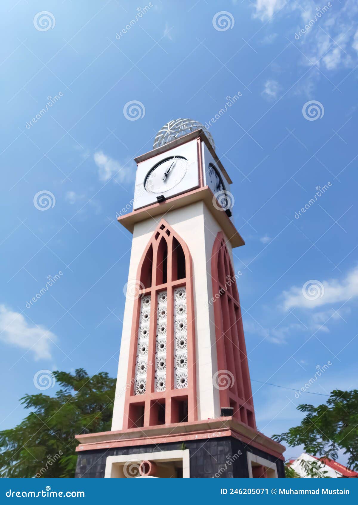 Clock Tower with Blue Sky Background Stock Image - Image of building ...
