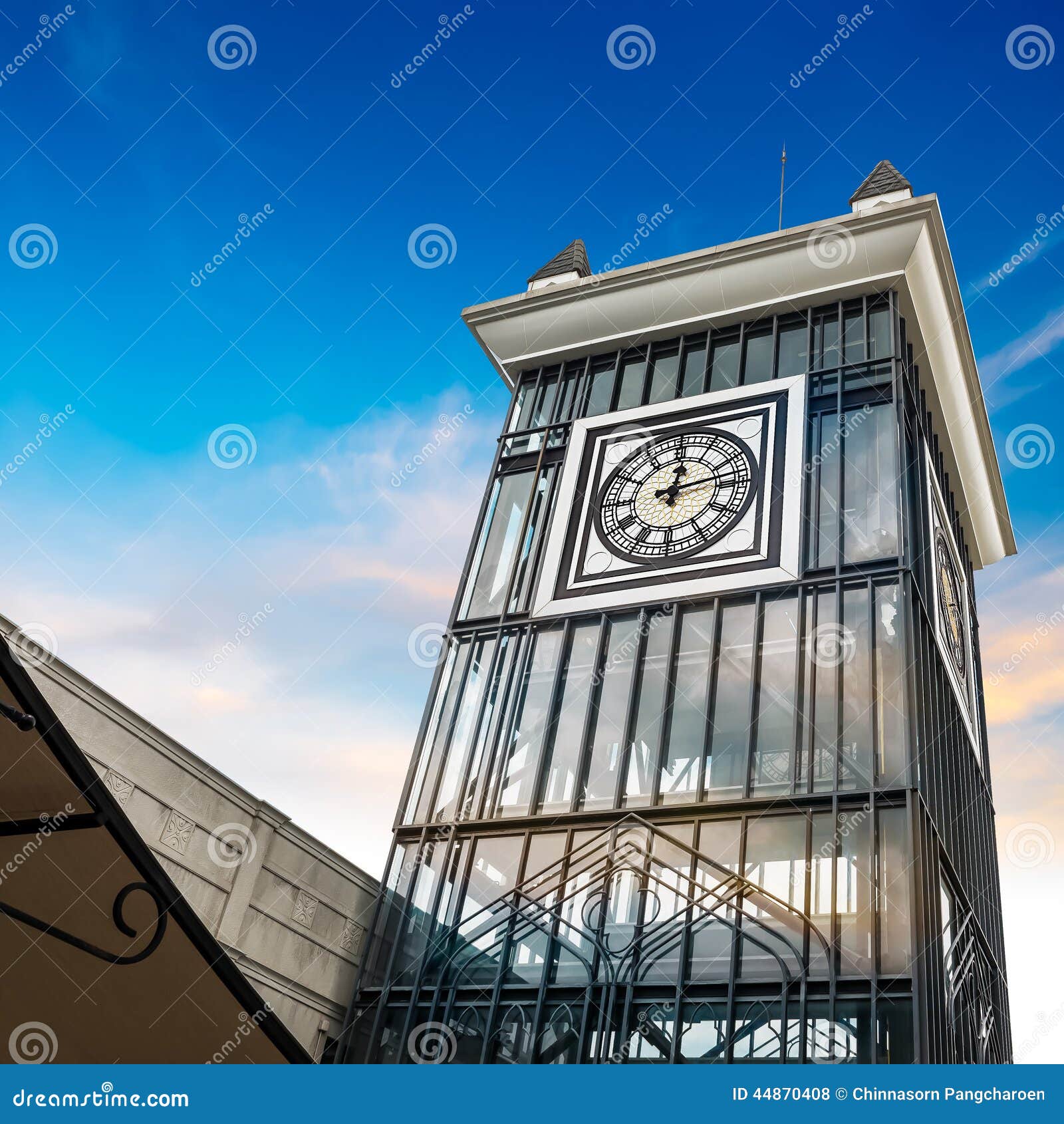 Clock tower stock photo. Image of glass, building, structure - 44870408