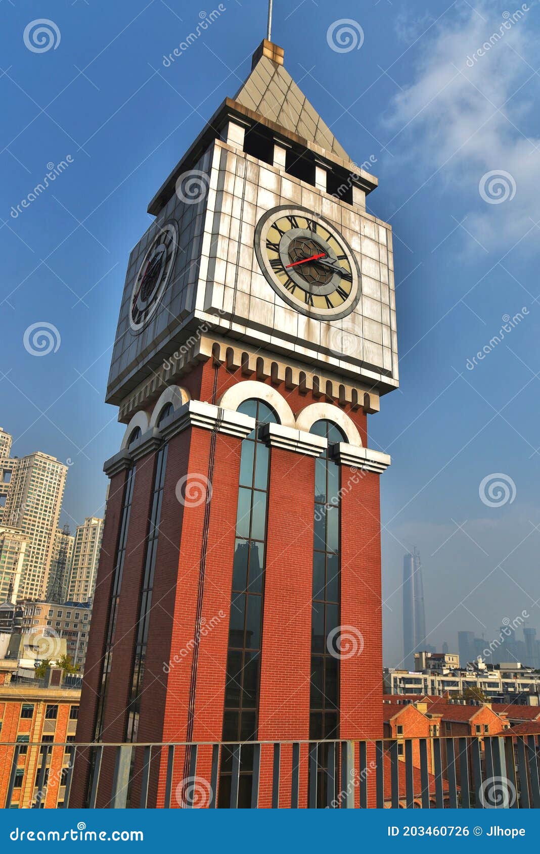 Clock tower with blue sky stock photo. Image of architecture - 203460726