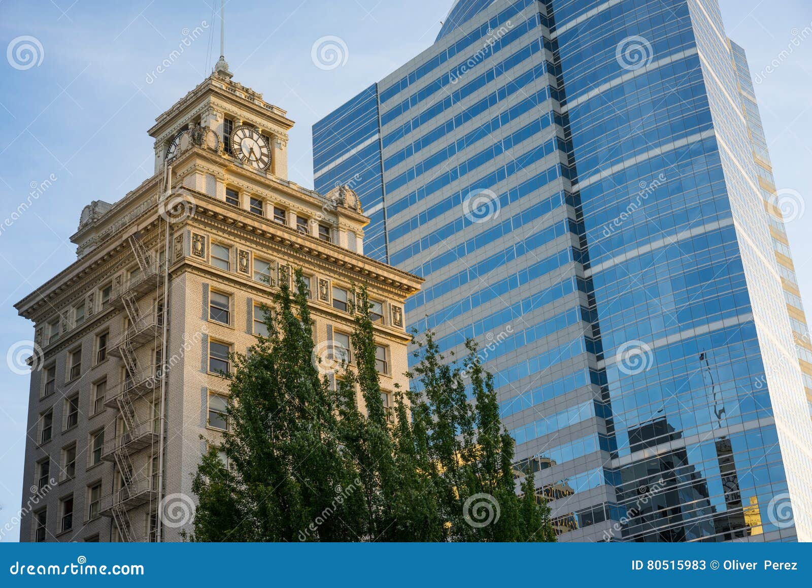 Clock Tower on Brick Building Stock Image - Image of time, glass: 80515983