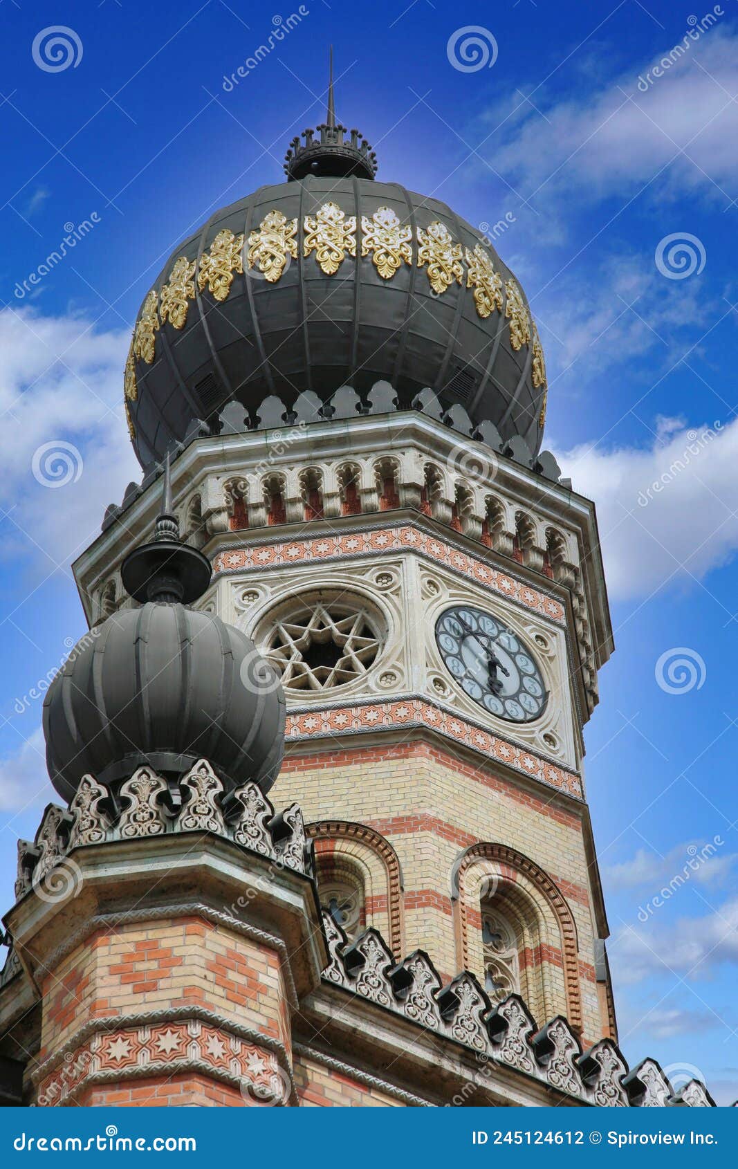 Clock Tower of the Budapest Central Synagogue Stock Photo - Image of ...