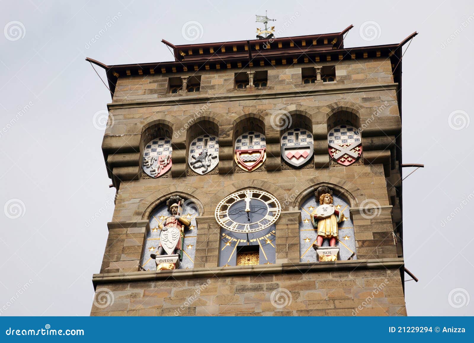 Clock Tower of Cardiff Castle Stock Photo - Image of welsh, middle ...