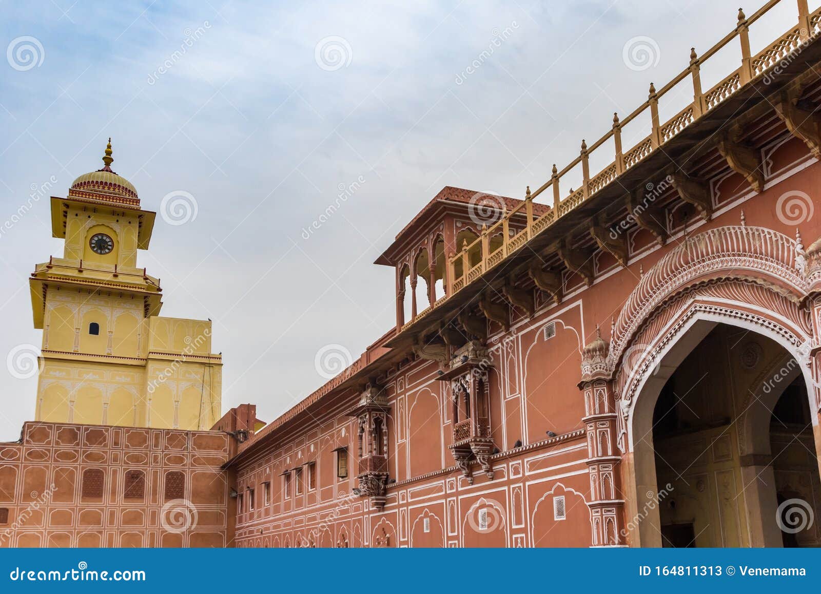 Clock Tower of the City Palace in Jaipur Stock Image - Image of complex ...