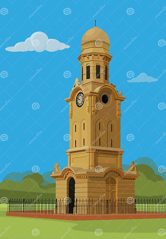 Clock tower stock vector. Illustration of chapel, tower - 345454248