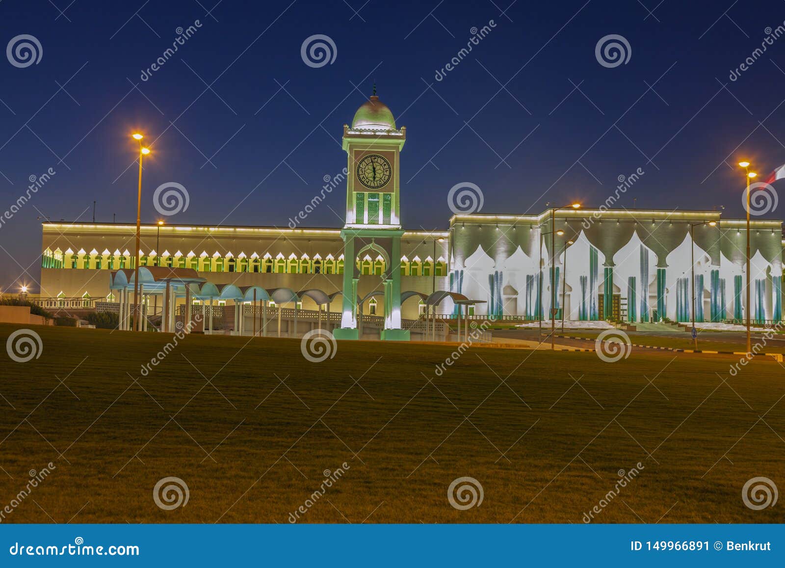 Clock tower in Doha stock image. Image of peninsula - 149966891