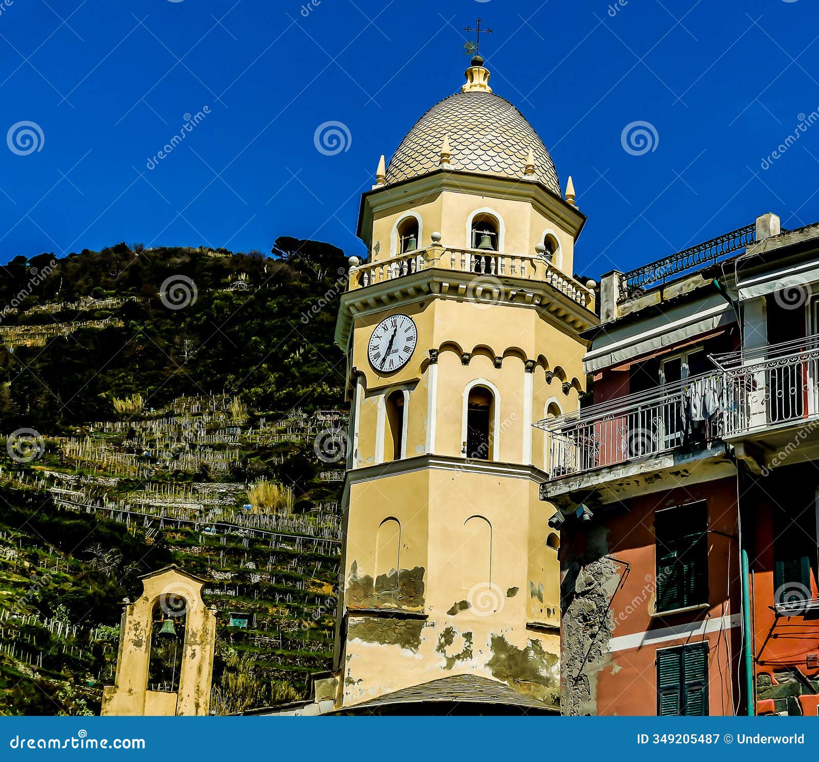 A Clock Tower with a Dome on Top and a Clock Face Stock Image - Image ...