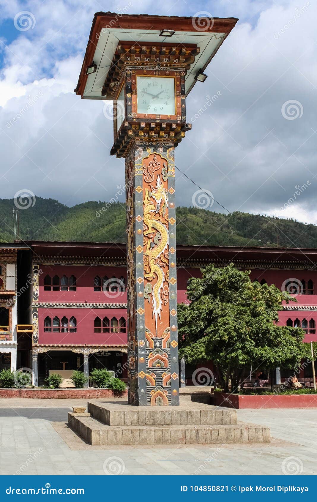 Clock Tower in Downtown Thimphu, Bhutan Stock Image - Image of place ...