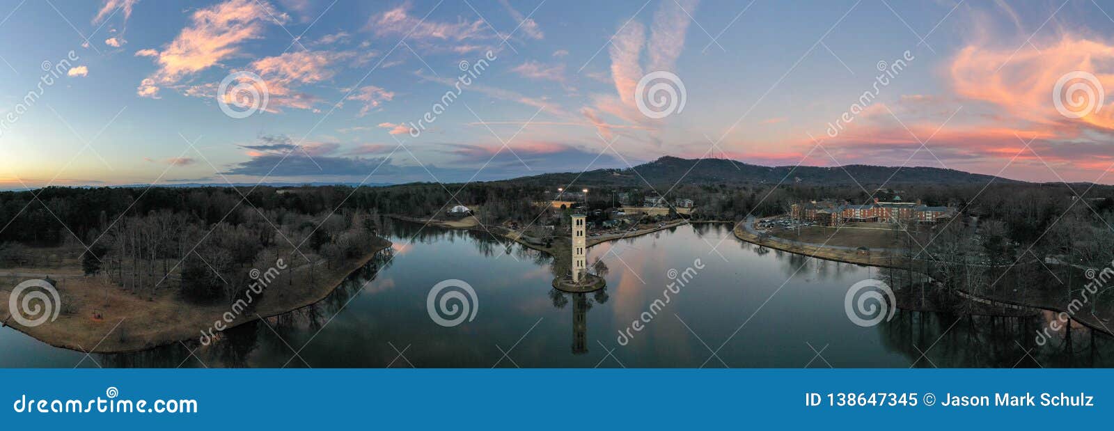 Clock tower on Furman Lake stock image. Image of furman - 138647345