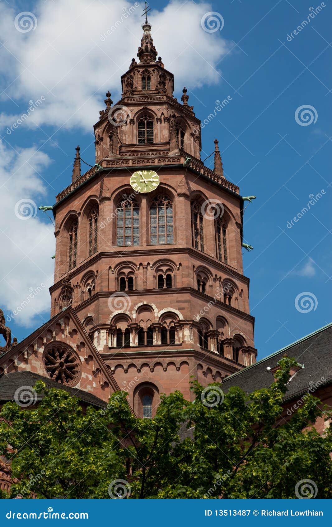Clock Tower on German Church Stock Image - Image of hands, beauty: 13513487