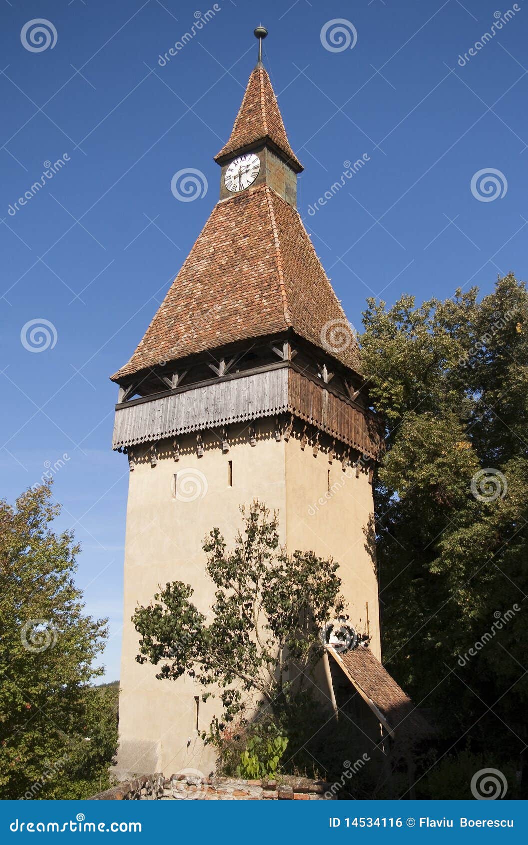 Clock Tower Gothic Biertan Transylvania Stock Photo - Image of tower ...