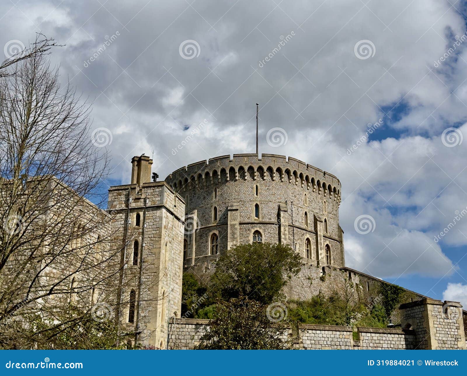 A Large Castle Like Structure with a Clock in it S Center Stock Image ...