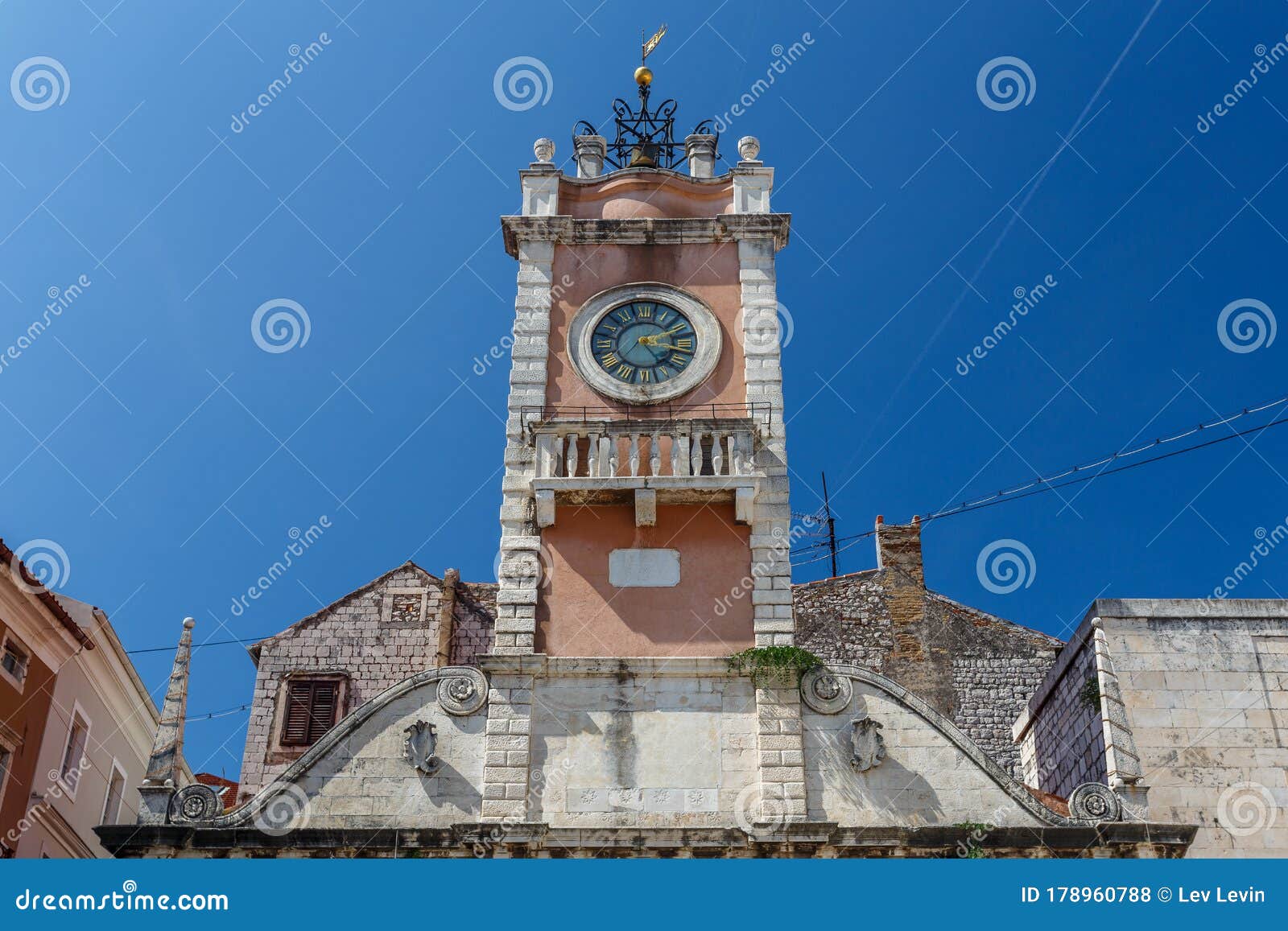 Clock Tower in the Historic Centre of Zadar Town Stock Photo - Image of ...