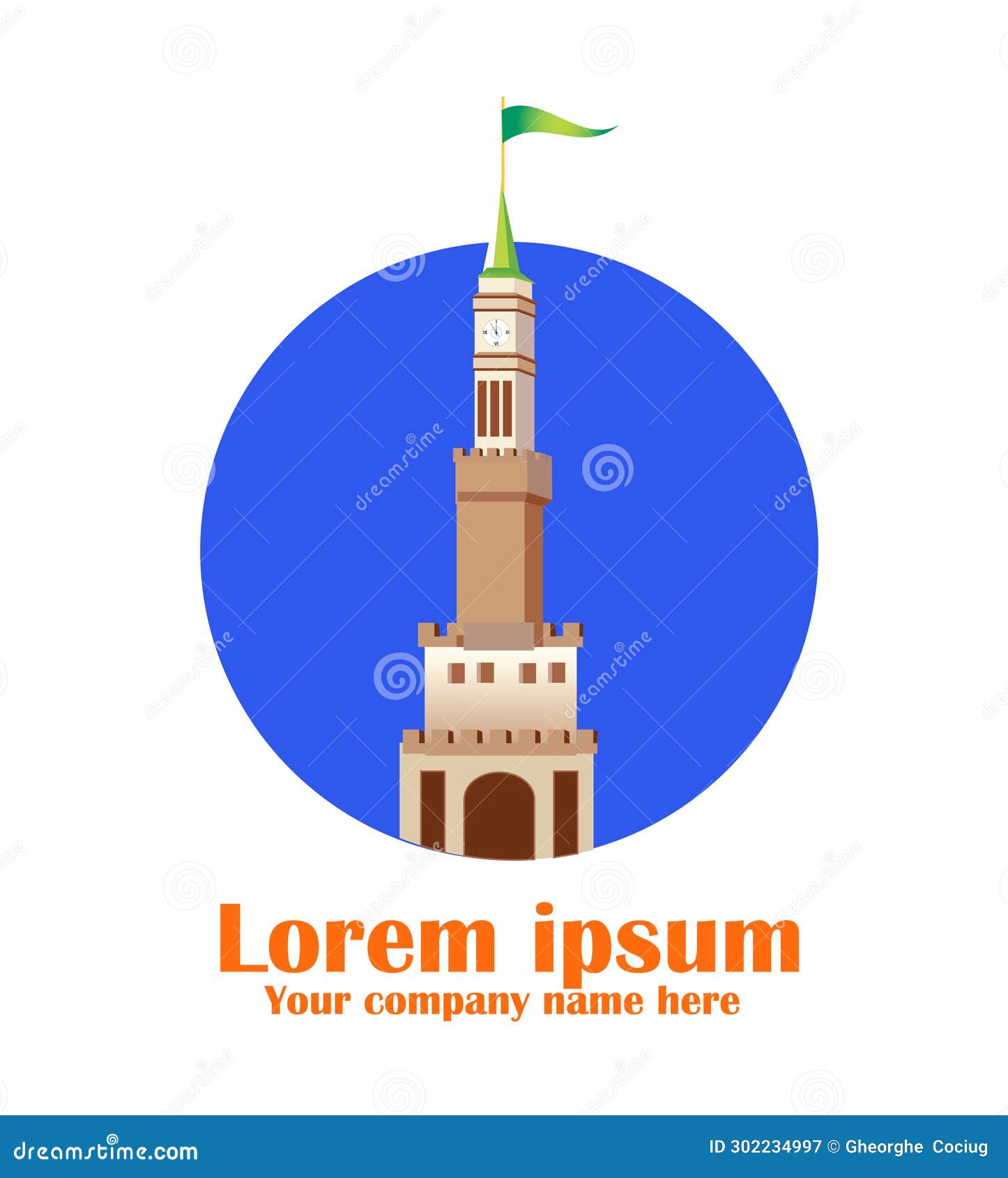 Clock tower logo 1 stock vector. Illustration of castle - 302234997