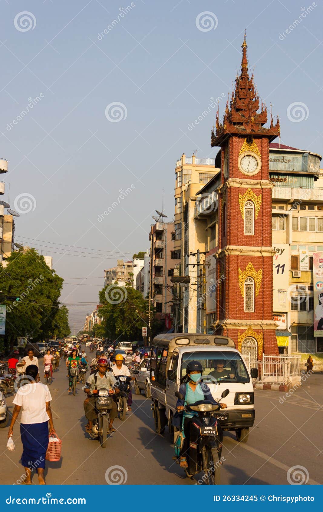 Clock Tower in Mandalay, Myanmar Editorial Image - Image of cars ...