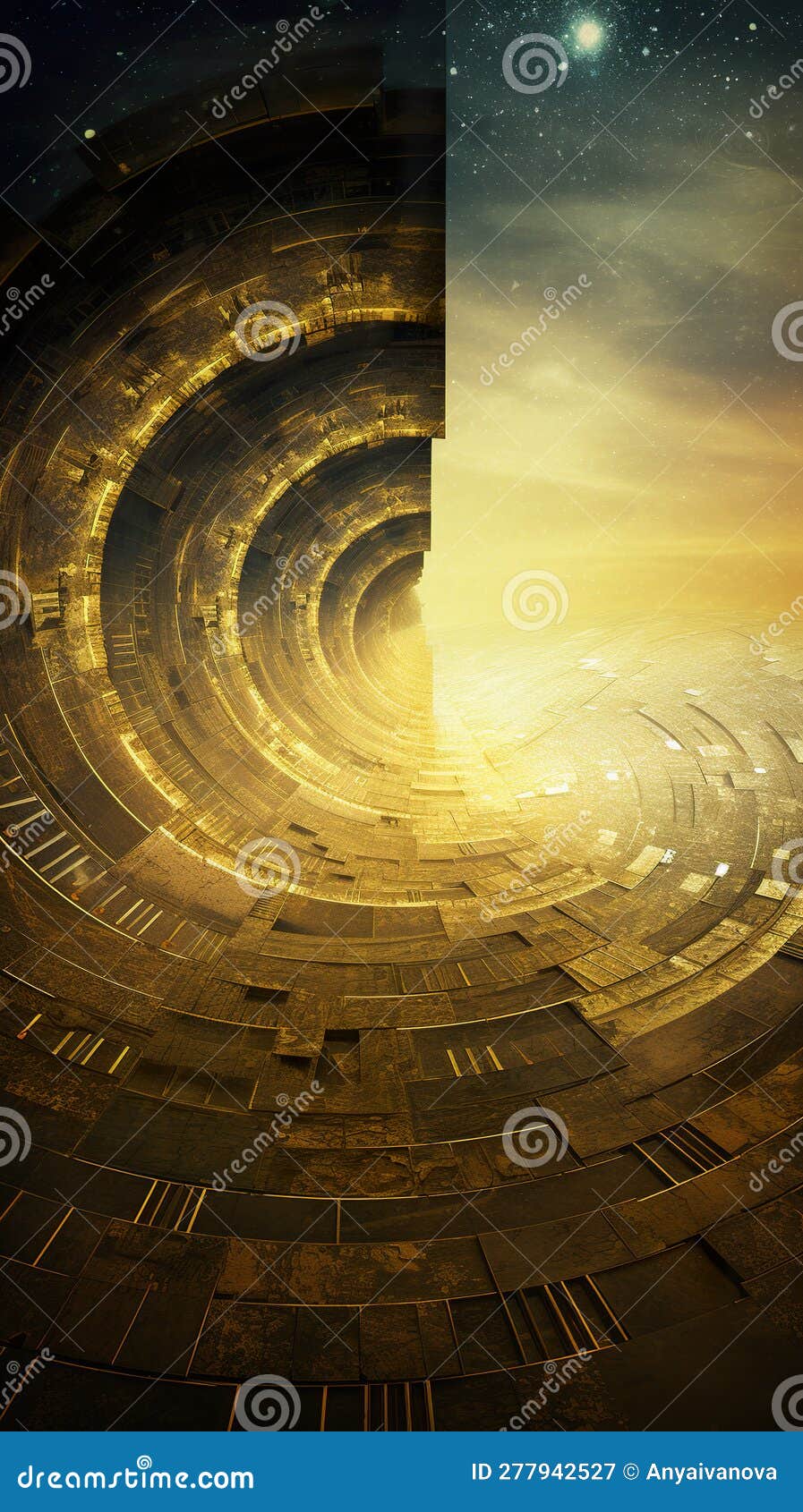 A Clock Tower in the Middle of a Circular Structure. Generative AI ...