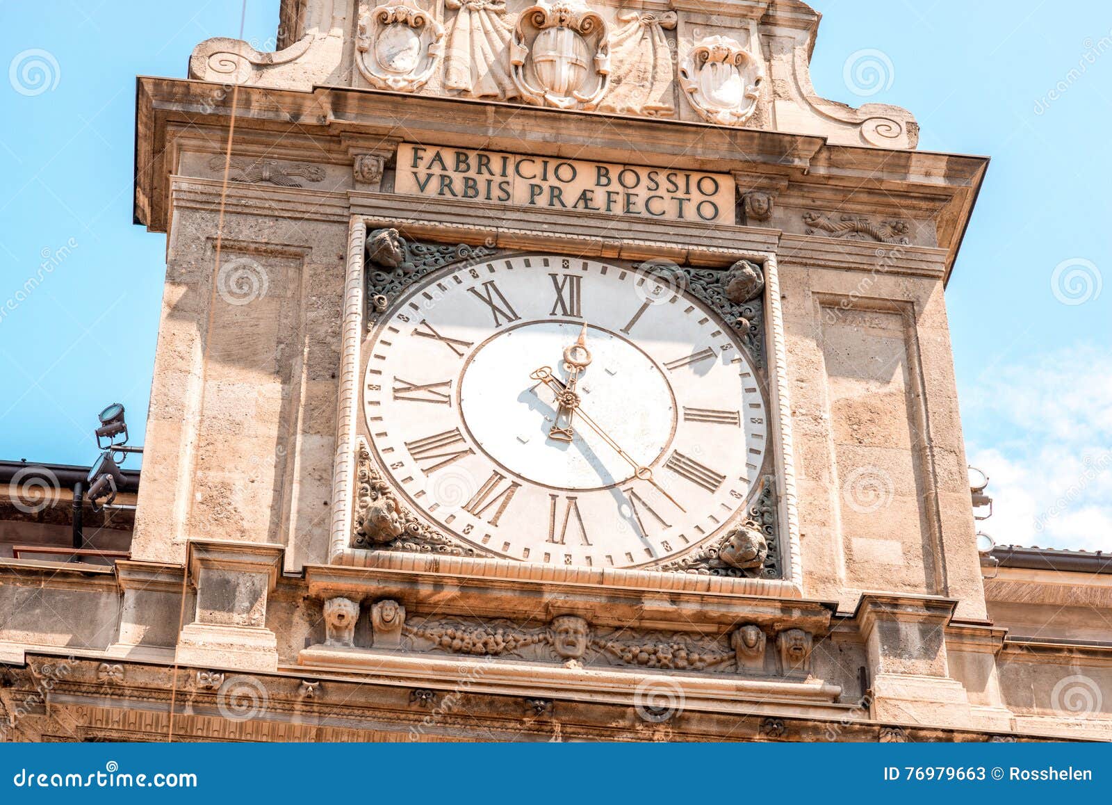 Clock tower in Milan stock image. Image of milan, sunny - 76979663