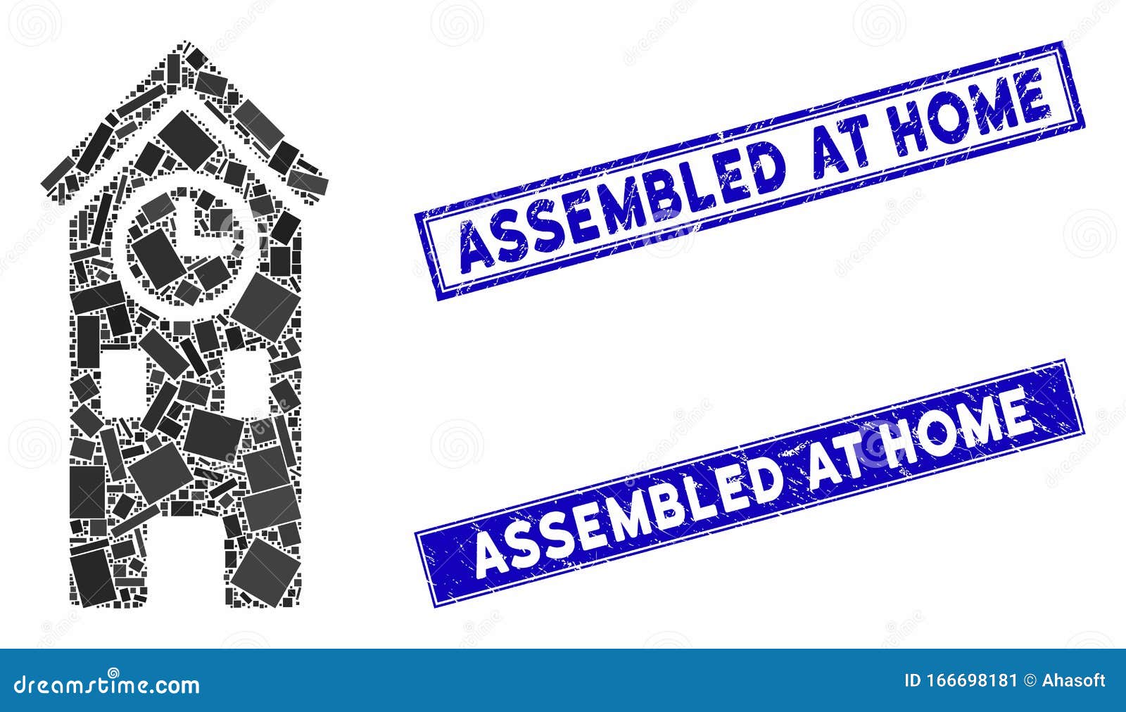 Clock Tower Mosaic and Scratched Rectangle Watermarks Stock Vector ...