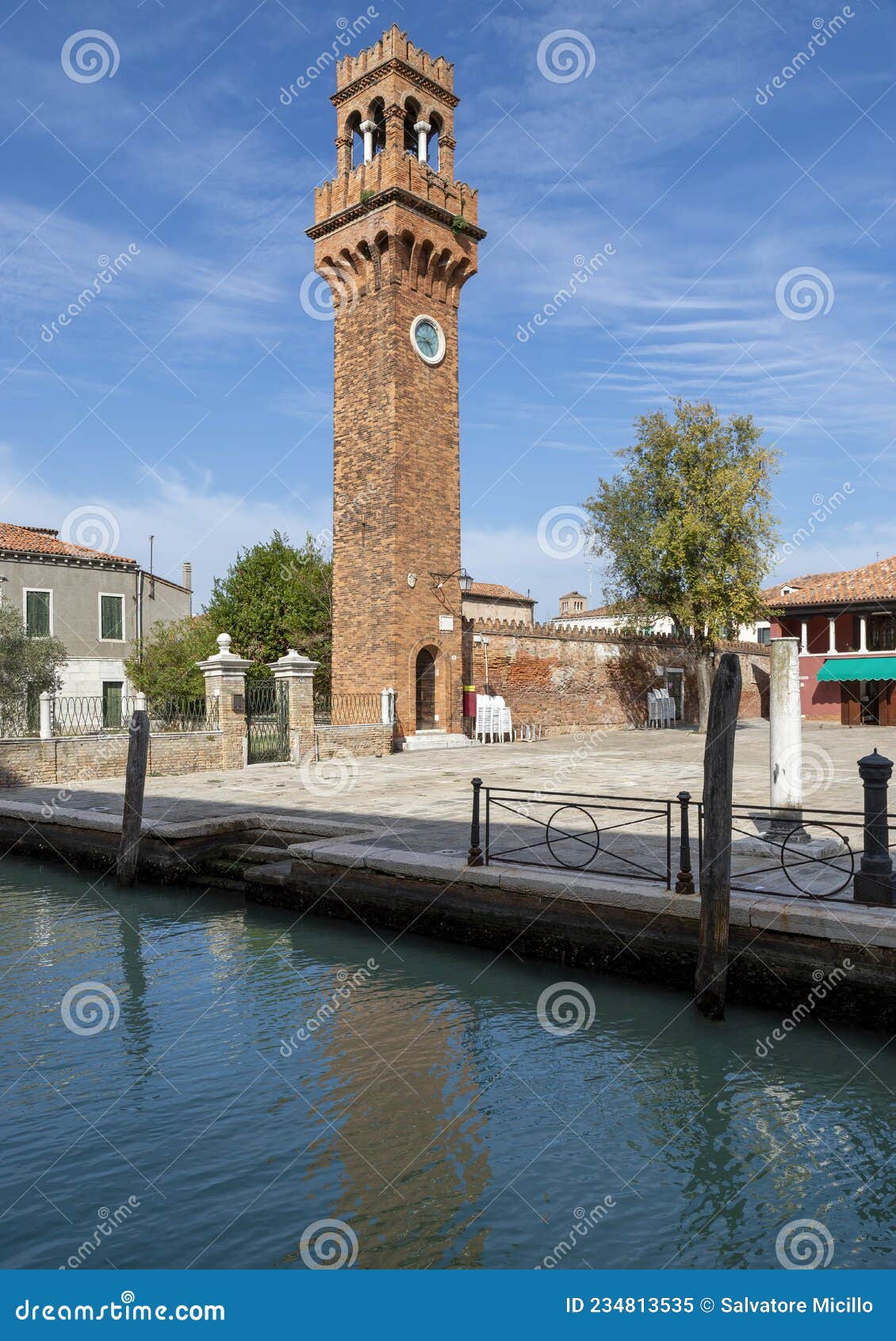 The clock tower of Murano stock image. Image of stefano - 234813535