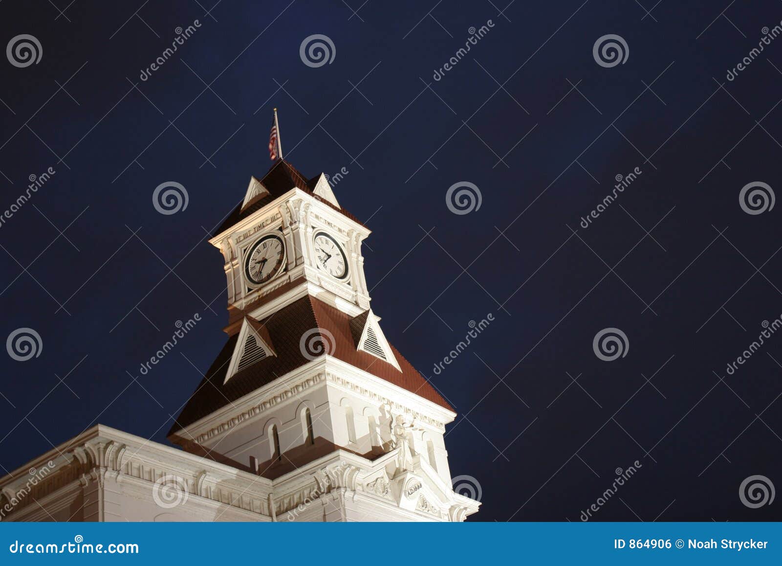 Clock Tower at Night stock photo. Image of benton, courthouse - 864906