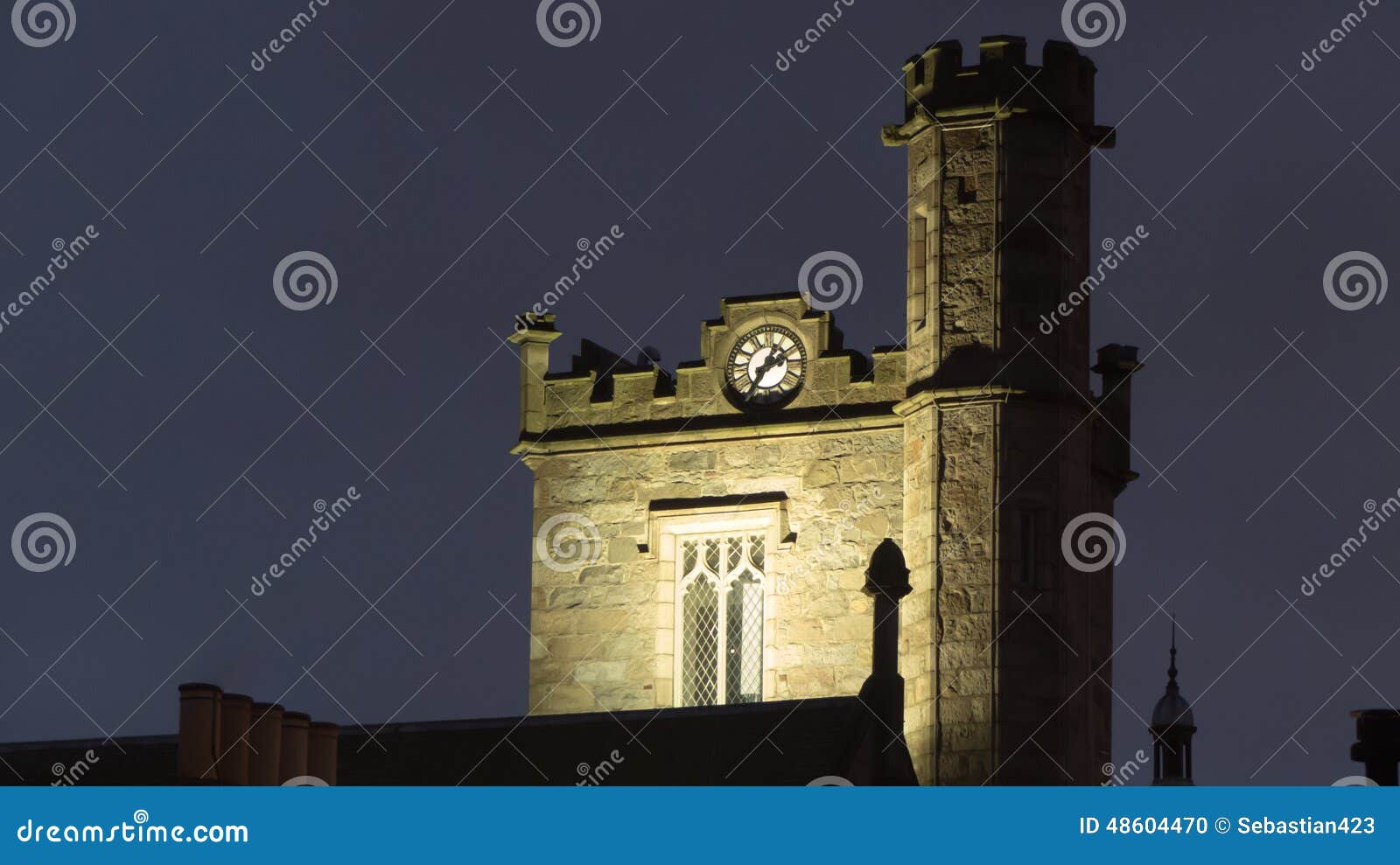 Clock tower at night stock photo. Image of architecture - 48604470
