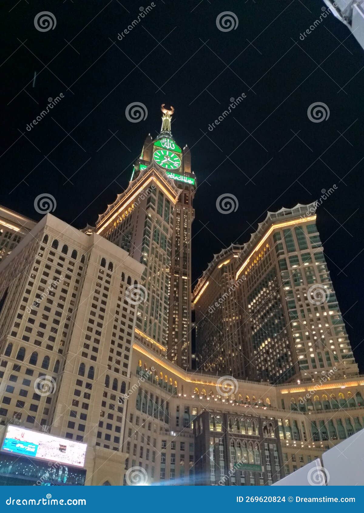 Clock Tower at Night at Mecca Saudi Arabia Editorial Stock Image ...