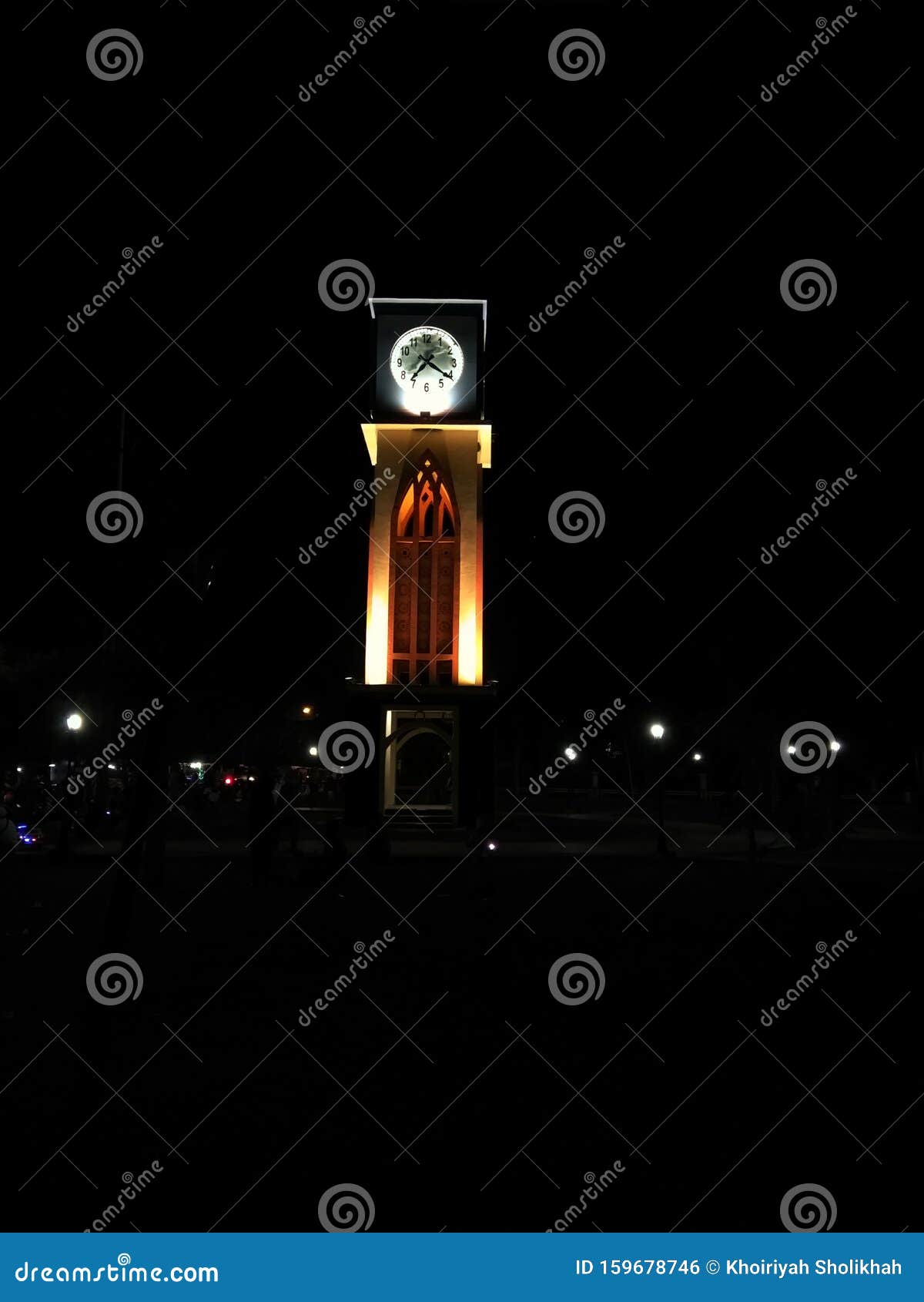 Clock Tower in the night stock photo. Image of tower - 159678746