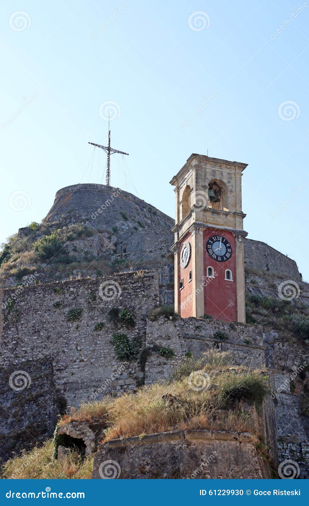 Clock Tower Old Fortress Corfu Town Stock Photo - Image of historic ...
