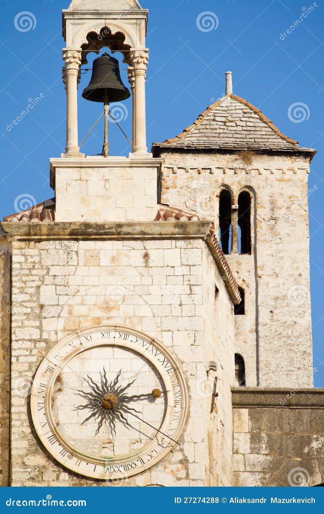 Clock Tower in the Old Town of Split, Croatia Stock Photo - Image of ...