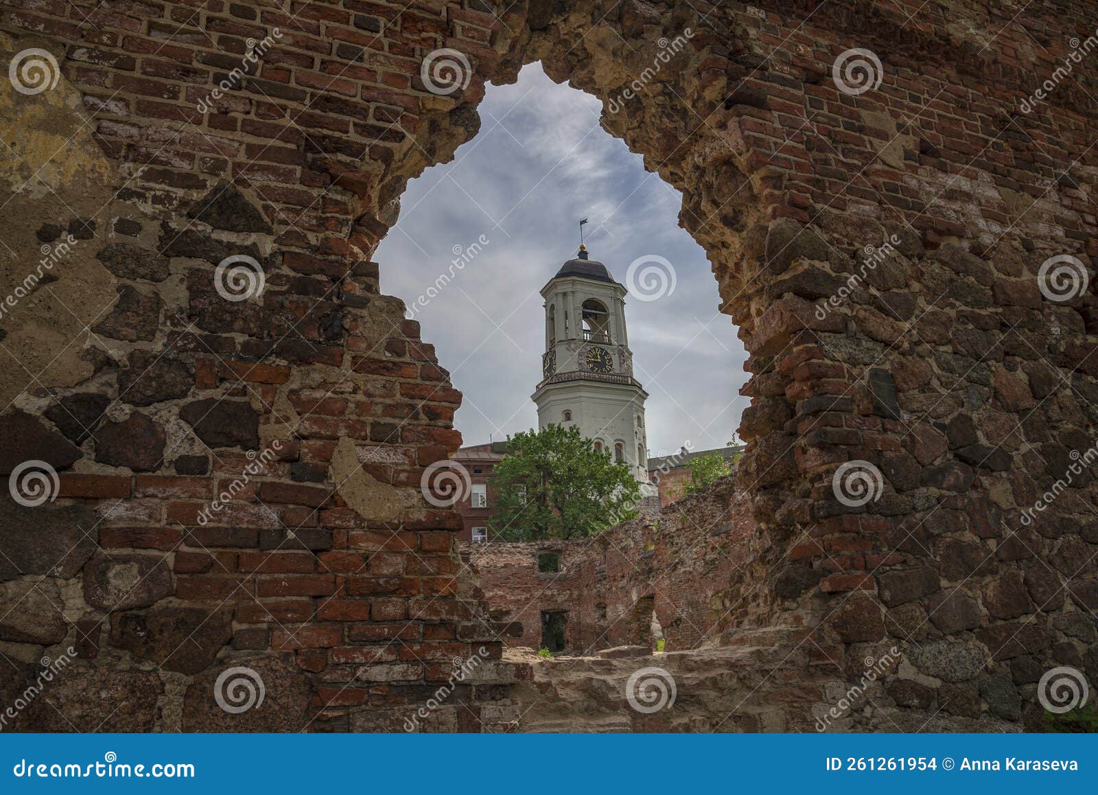 The Clock Tower in the Opening of the Wall of the Destroyed Cathedral ...