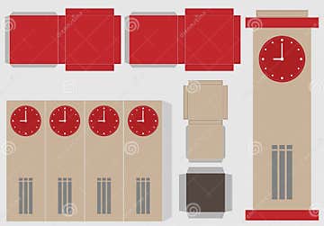 Clock Tower Paper Model Vector and Illustration , Cut and Glue Stock ...