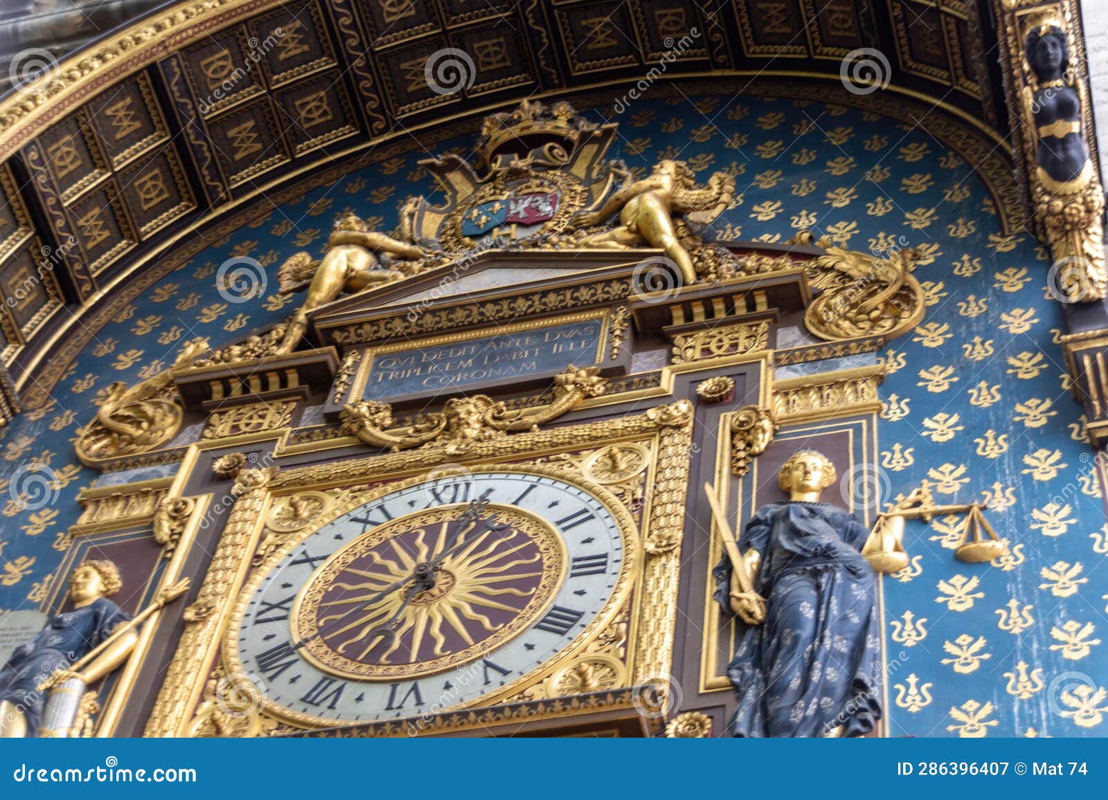 The clock tower in paris stock image. Image of landmark - 286396407
