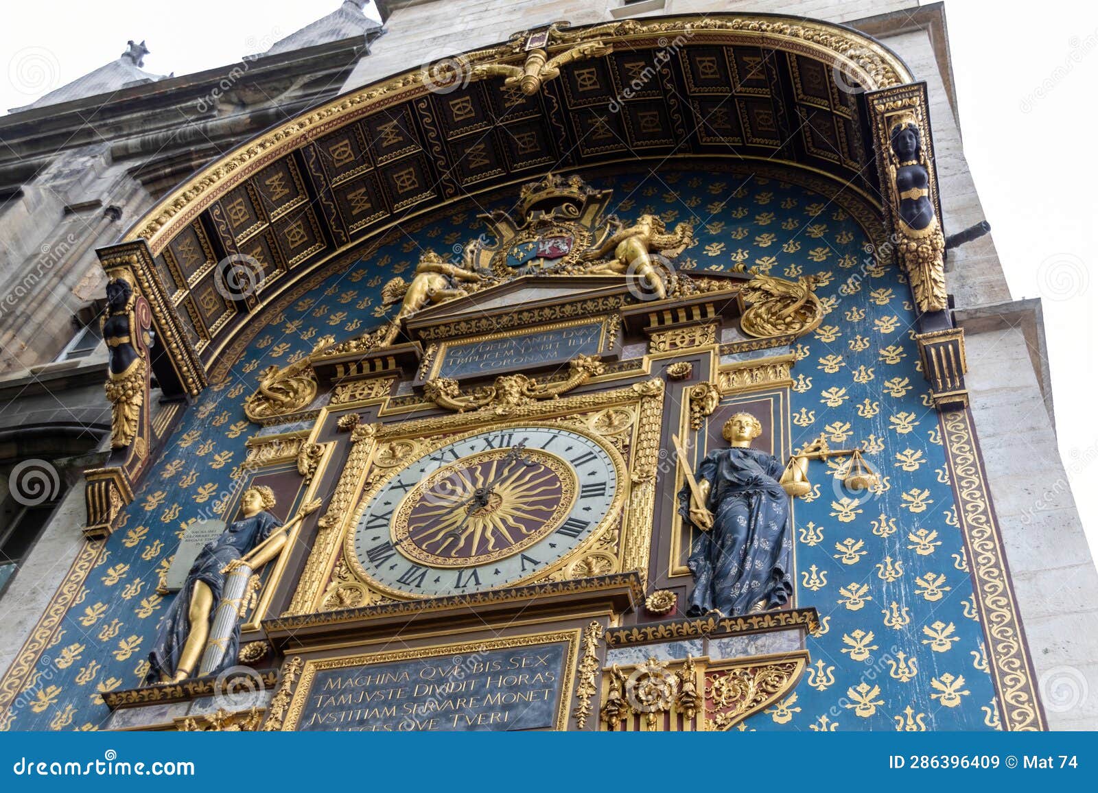 The clock tower in paris stock image. Image of monument - 286396409