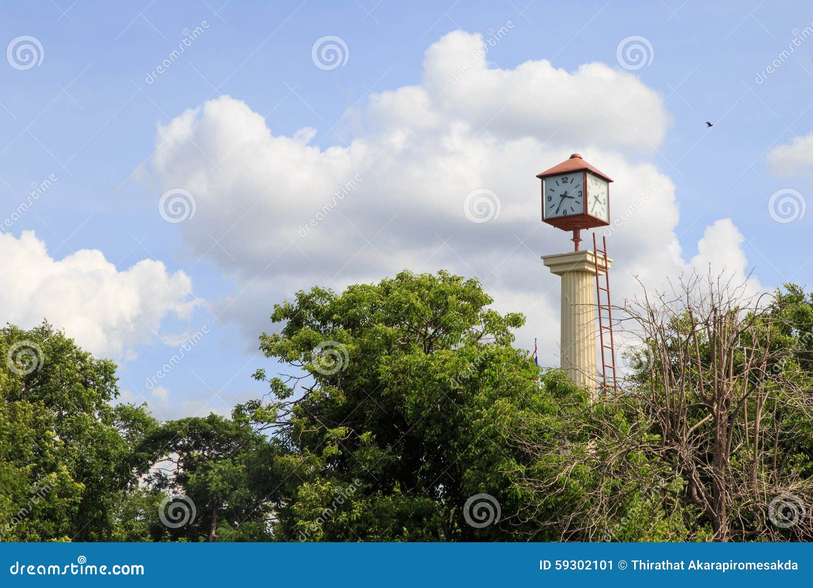 Clock Tower` stock image. Image of green, tower, orange - 59302101