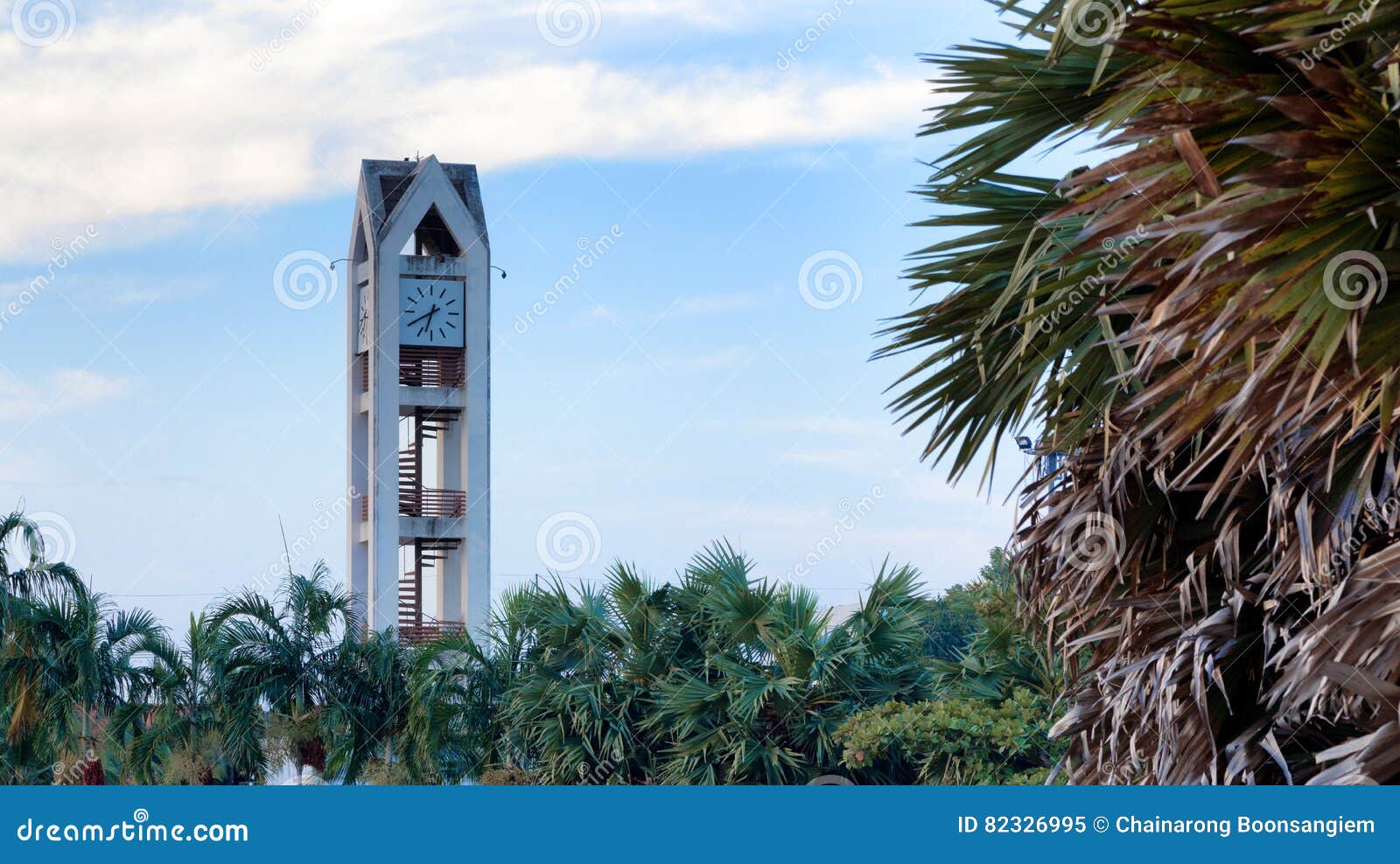 The Clock Tower of the Park Stock Image - Image of square, construction ...