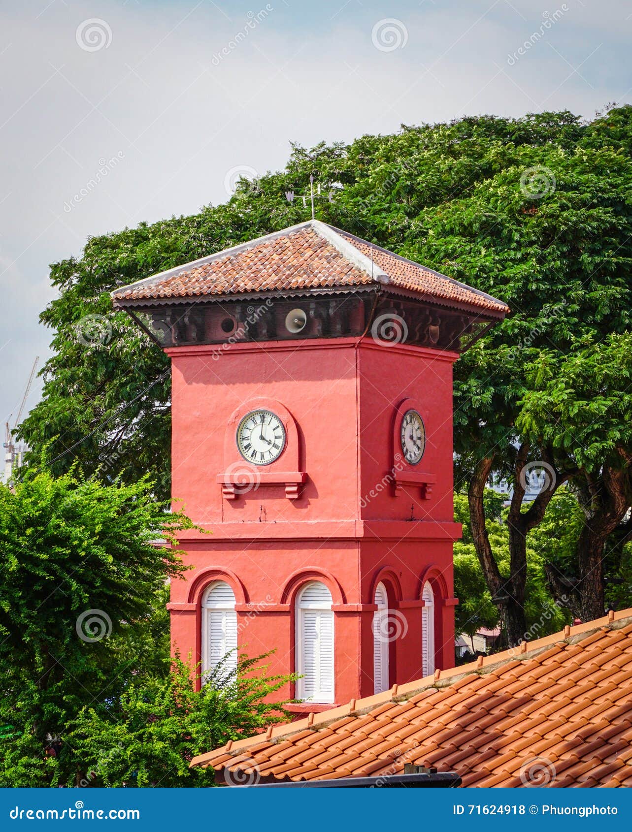 Clock tower at the park stock photo. Image of clock, rhinoceros - 71624918