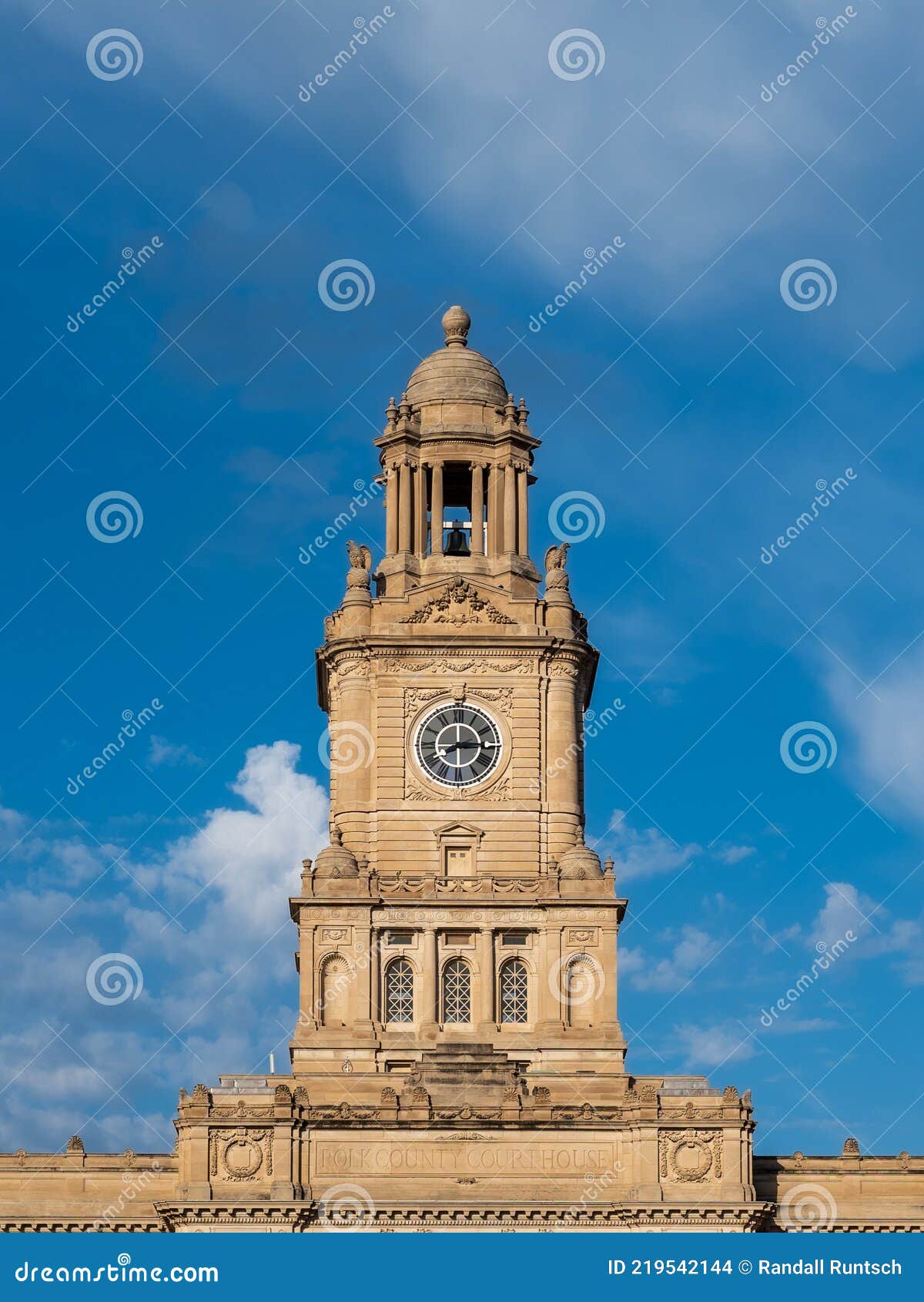 Clock Tower of Polk County Courthouse in Des Moines Stock Photo - Image ...