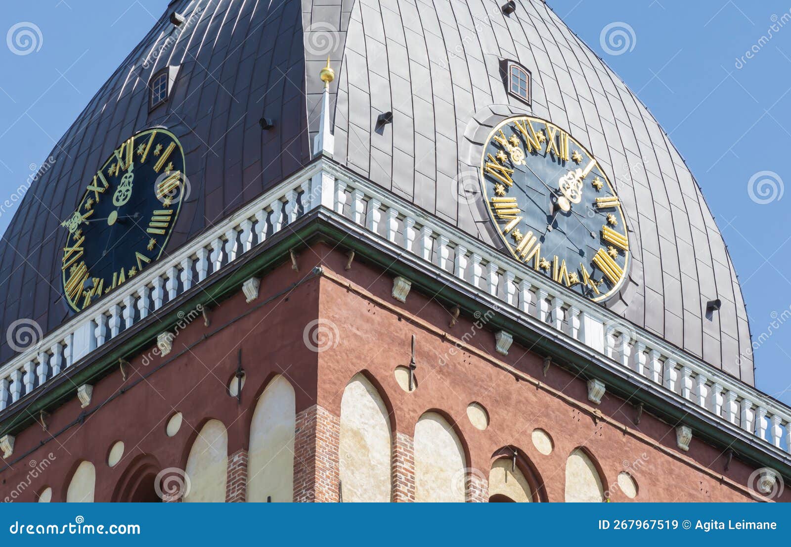 Clock on Tower of Riga Dome Cathedral. Stock Image - Image of medieval ...