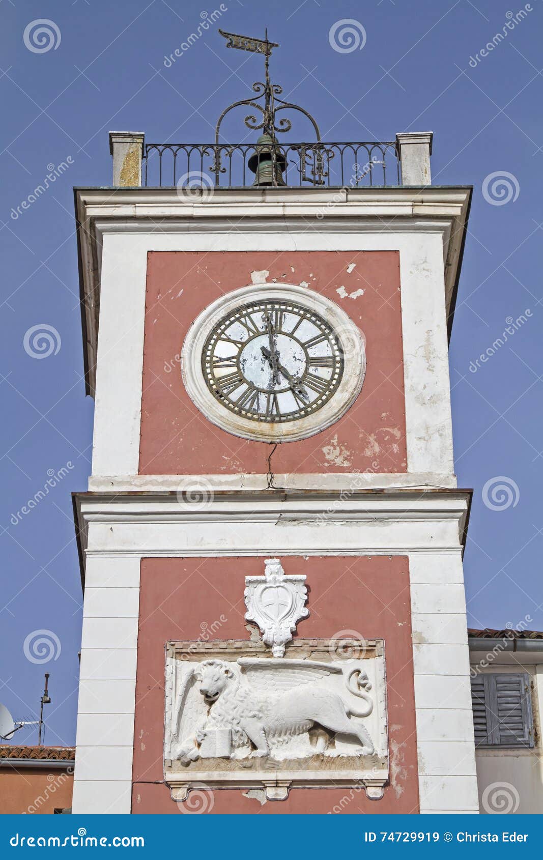 Clock tower in Rovinj stock image. Image of rovigno, mediterranean ...