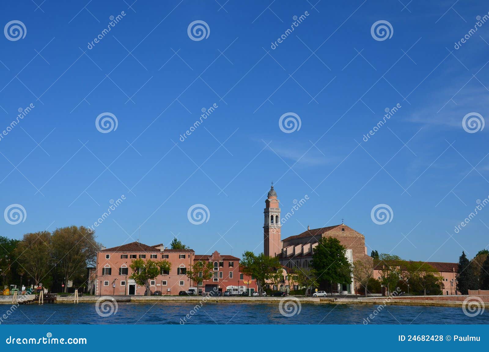 Clock tower and sea stock photo. Image of venice, morning - 24682428